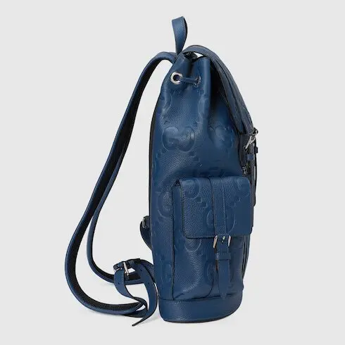 Gucci Jumbo Gg Backpack Gg Leather - Blue Leather | Editorialist